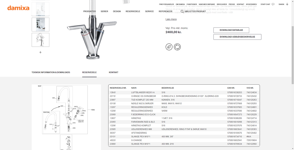 Damixa reservedele [damixa.dk] Venus, Arc, Tradition mv. [damixa.dk]